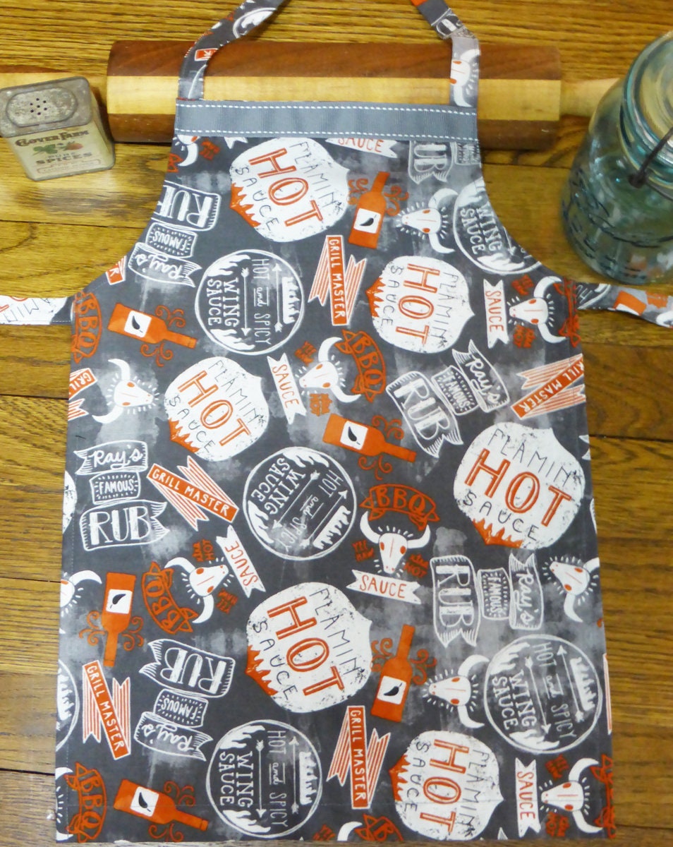 BBQ Mens or Womens Adult Barbecue Apron Hot & Spicy BBQ - Etsy