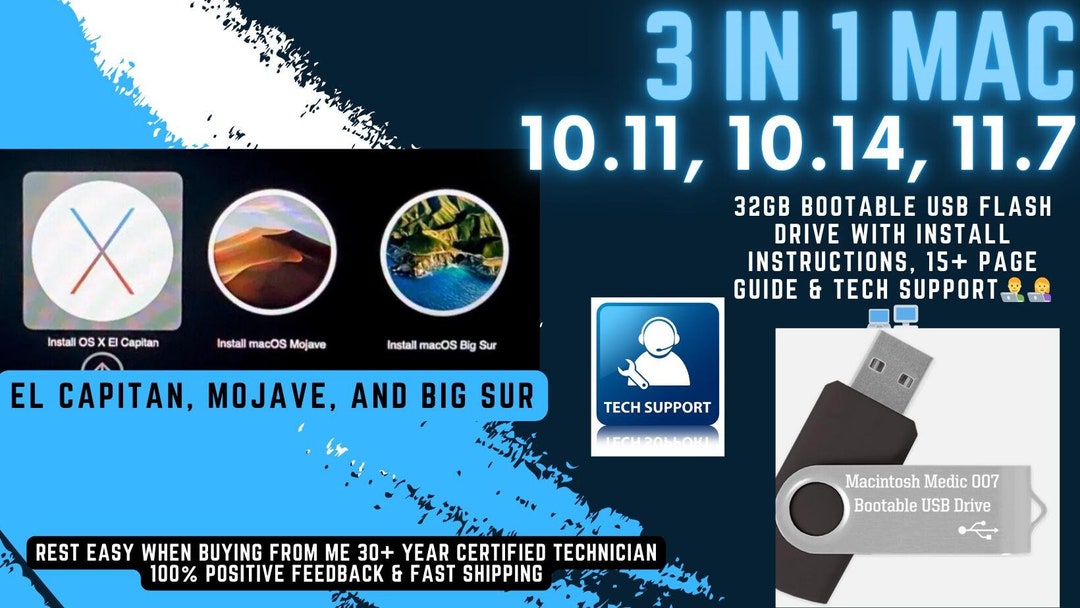 Mac OS X Bootable USB: El Capitan, Mojave, Big Sur - 32GB - Etsy