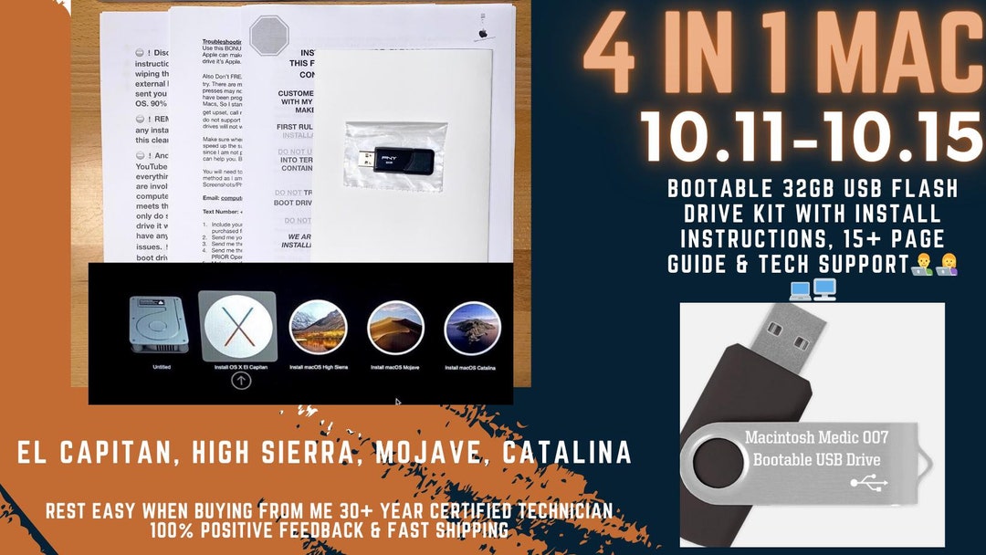 Mac OS X 4 in 1 Bootable USB Flash Drive El Capitan, High Sierra, Mojave, and Catalina - Etsy