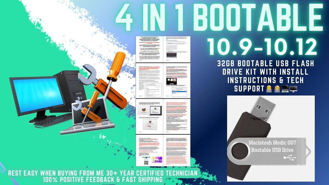 Mac OS X 4 in 1 Bootable USB Flash Drive Mavericks, Yosemite, Sierra, and El Capitan - Etsy