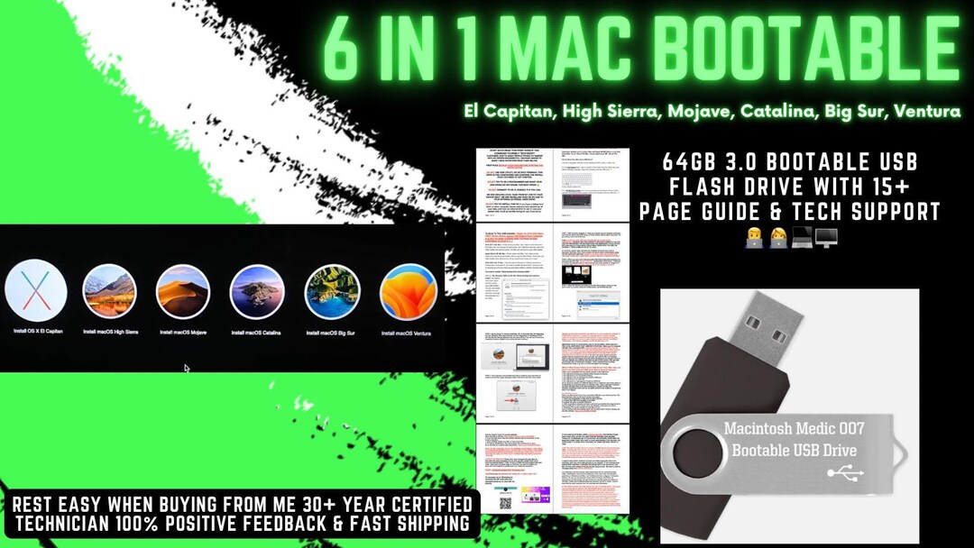 Mac OS X 6 in 1 Bootable USB Flash Drive El Capitan, High Sierra ...