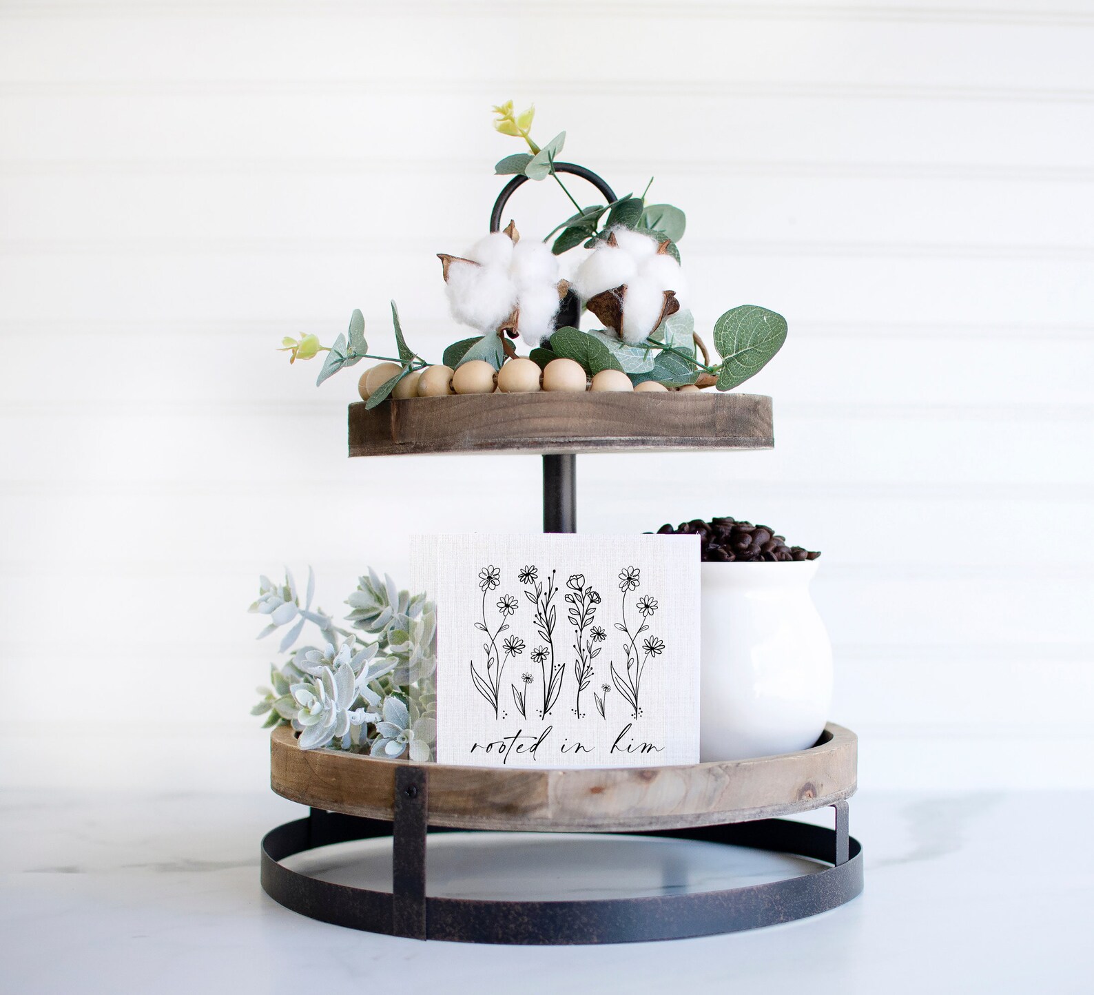 Rooted in Him Spiritual Art Floral Worship Art Scripture Wall Art ...