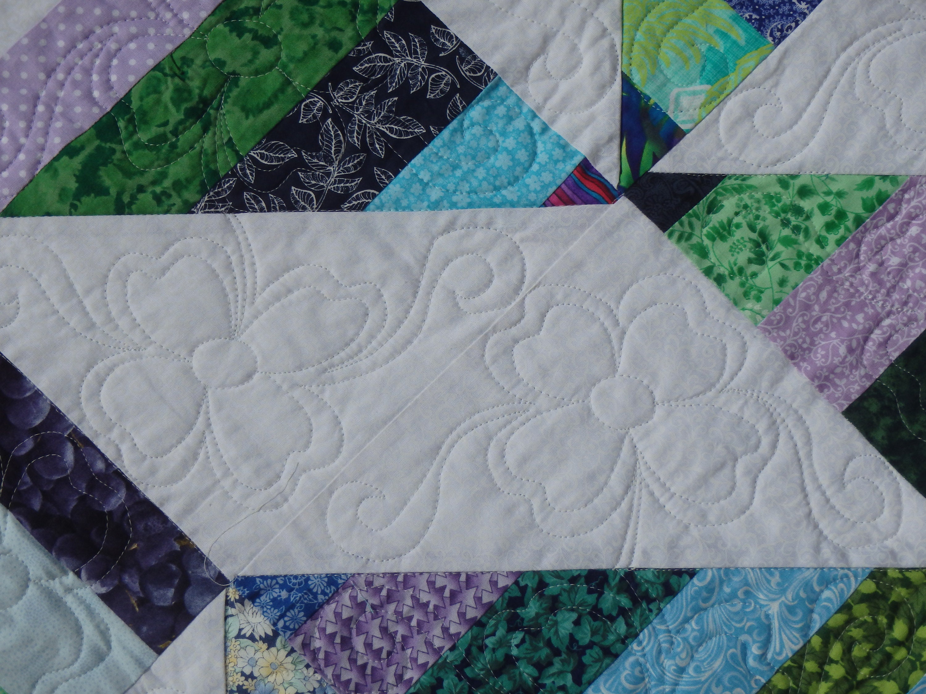 Modern Queen/full Size Cotton Quilt, Blue Purple Green Triangles - Etsy