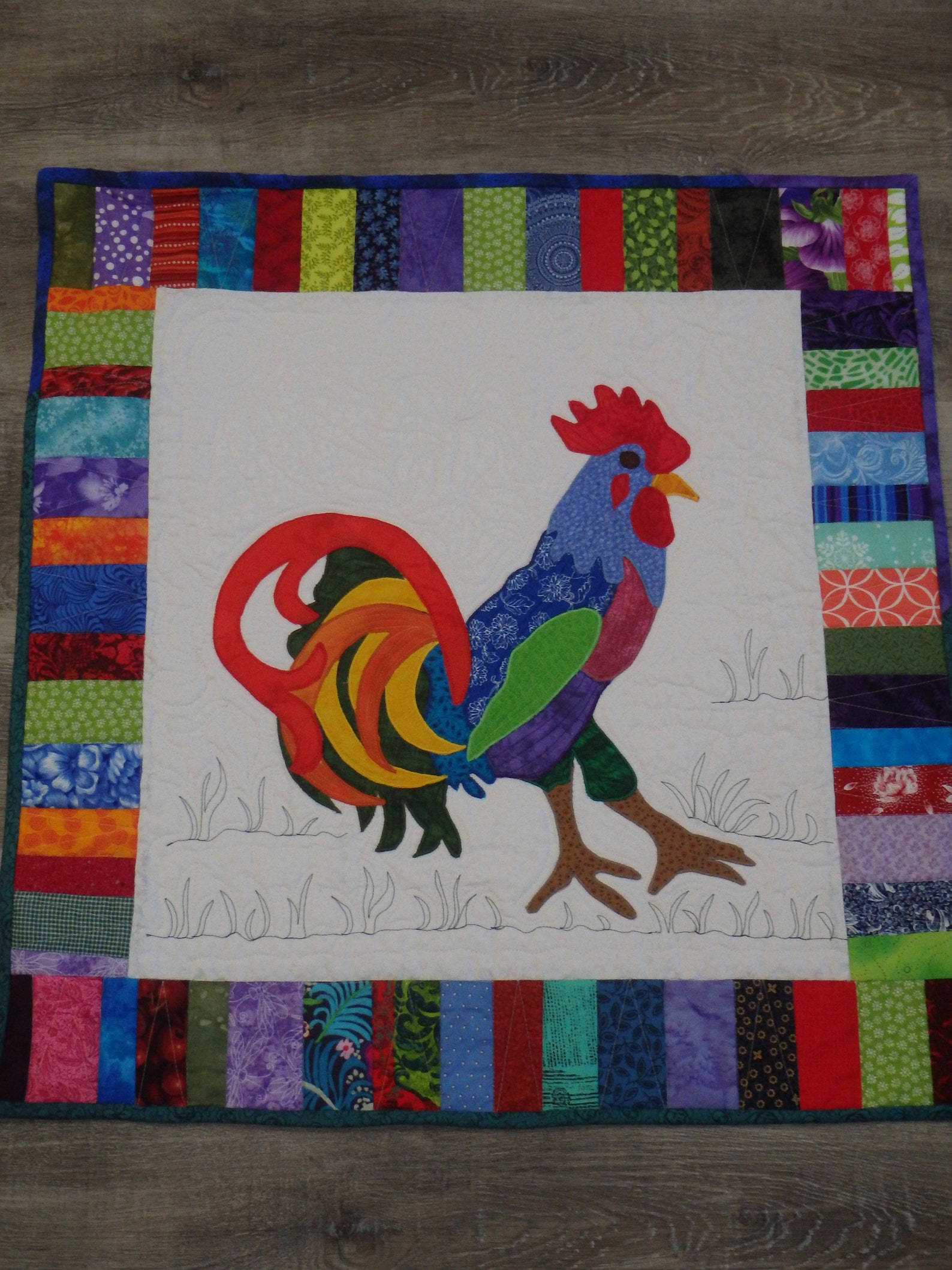 Rainbow Quilted Chicken Wall Hanging, Rooster Wall Decor - Etsy
