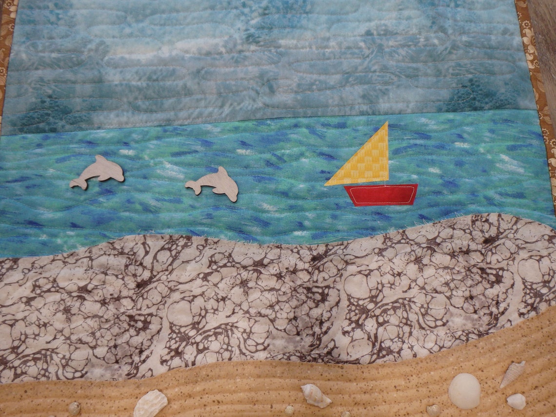 Seascape Art Quilt Ocean Wall Hanging Beach Decor - Etsy