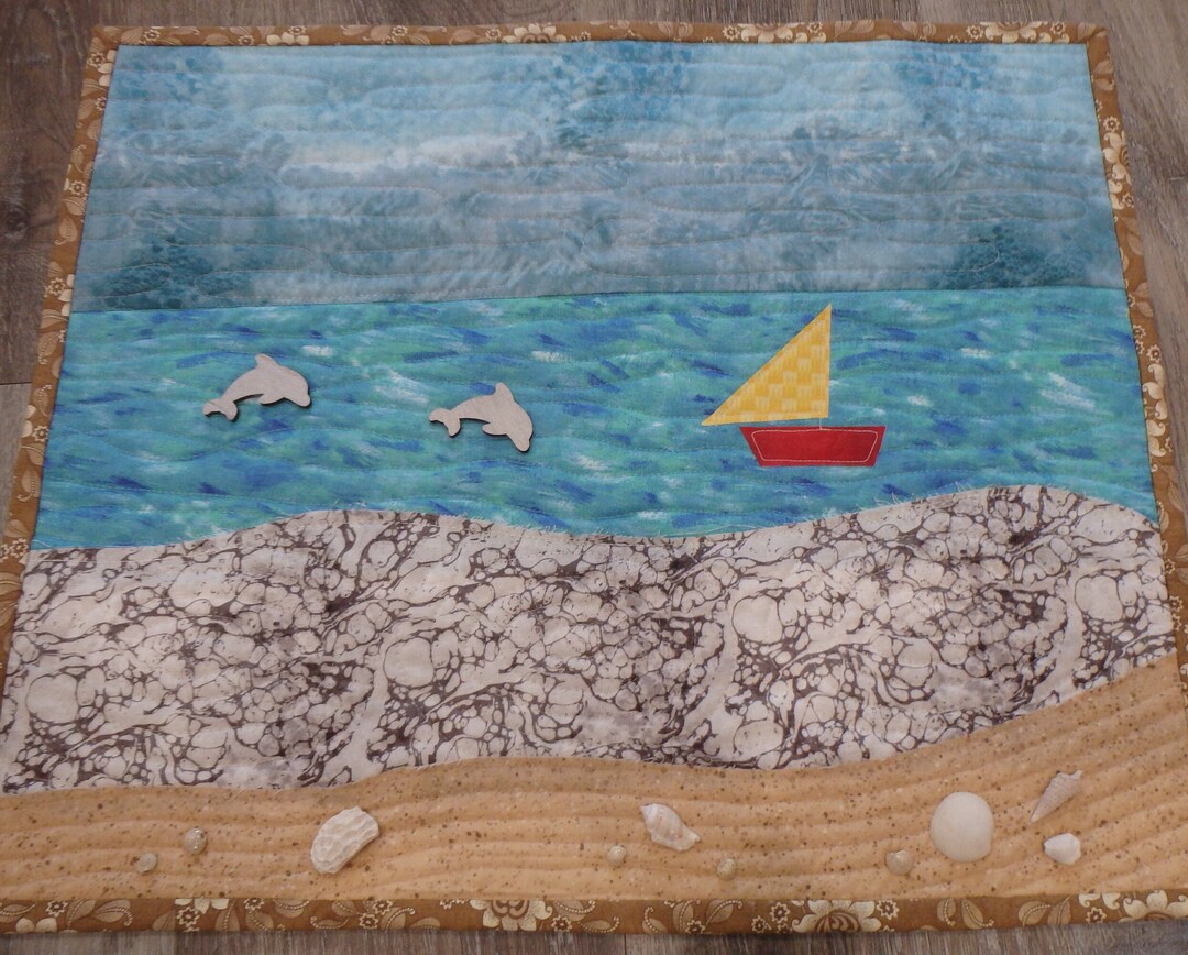 Seascape Art Quilt, Ocean Wall Hanging, Beach Decor - Etsy