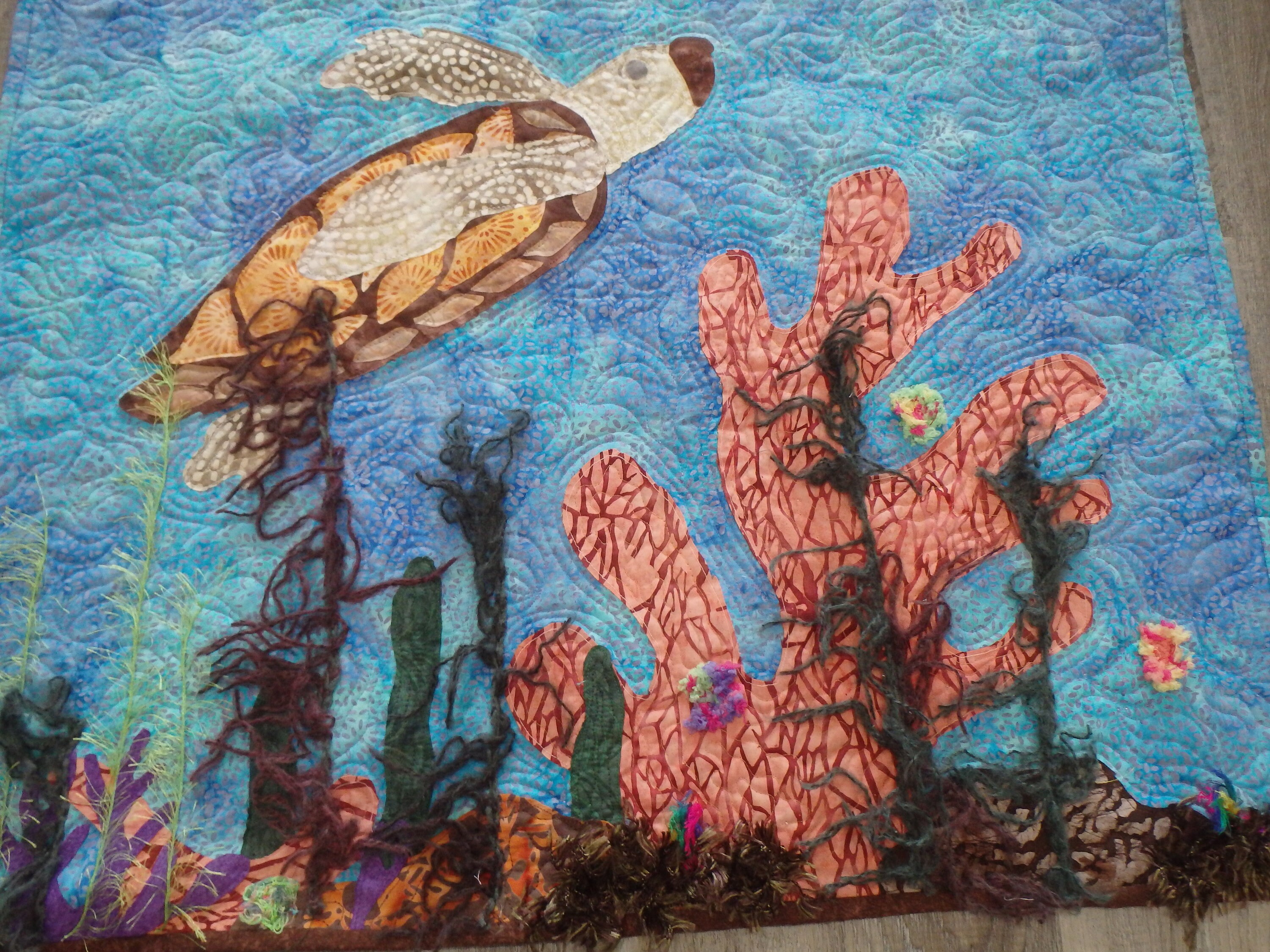 Quilted Sea Turtle Wall Hanging, Sea Turtle Wall Decor, Beach Art ...