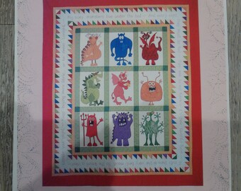Morgan's Monster Madness Quilt Pattern PDF Pattern Digital Download Child Quilt Pattern Monster ...