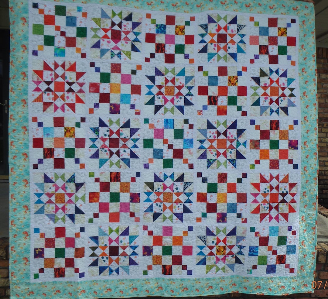 Queen Size Patchwork Rainbow Quilt - Etsy
