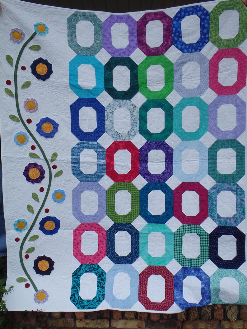 Modern Twin Size Quilt, Modern Lap Throw, Modern Couch Throw, Rainbow ...