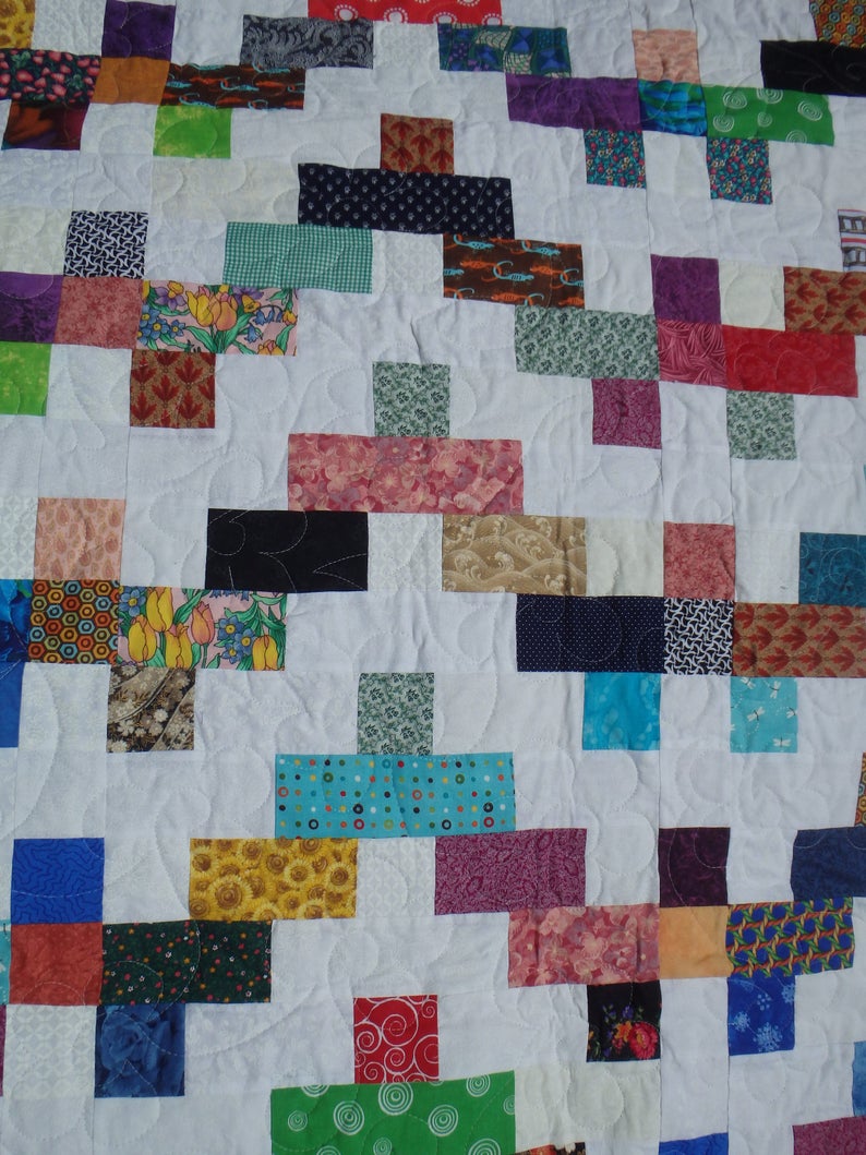 Queen Size Patchwork Quilt King Size Patchwork Quilt Scrap - Etsy