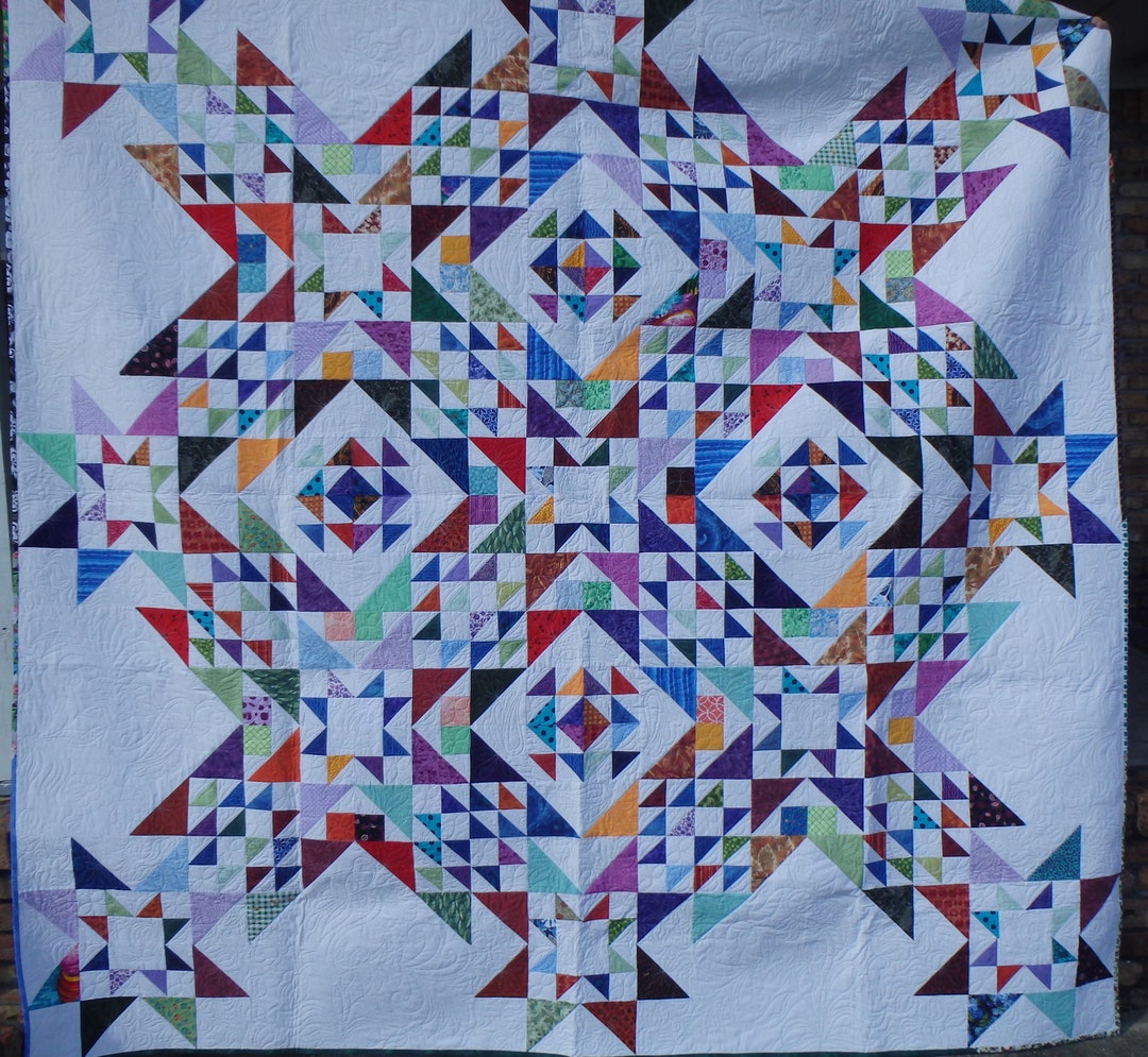 King Size Rainbow Patchwork Star Quilt - Etsy