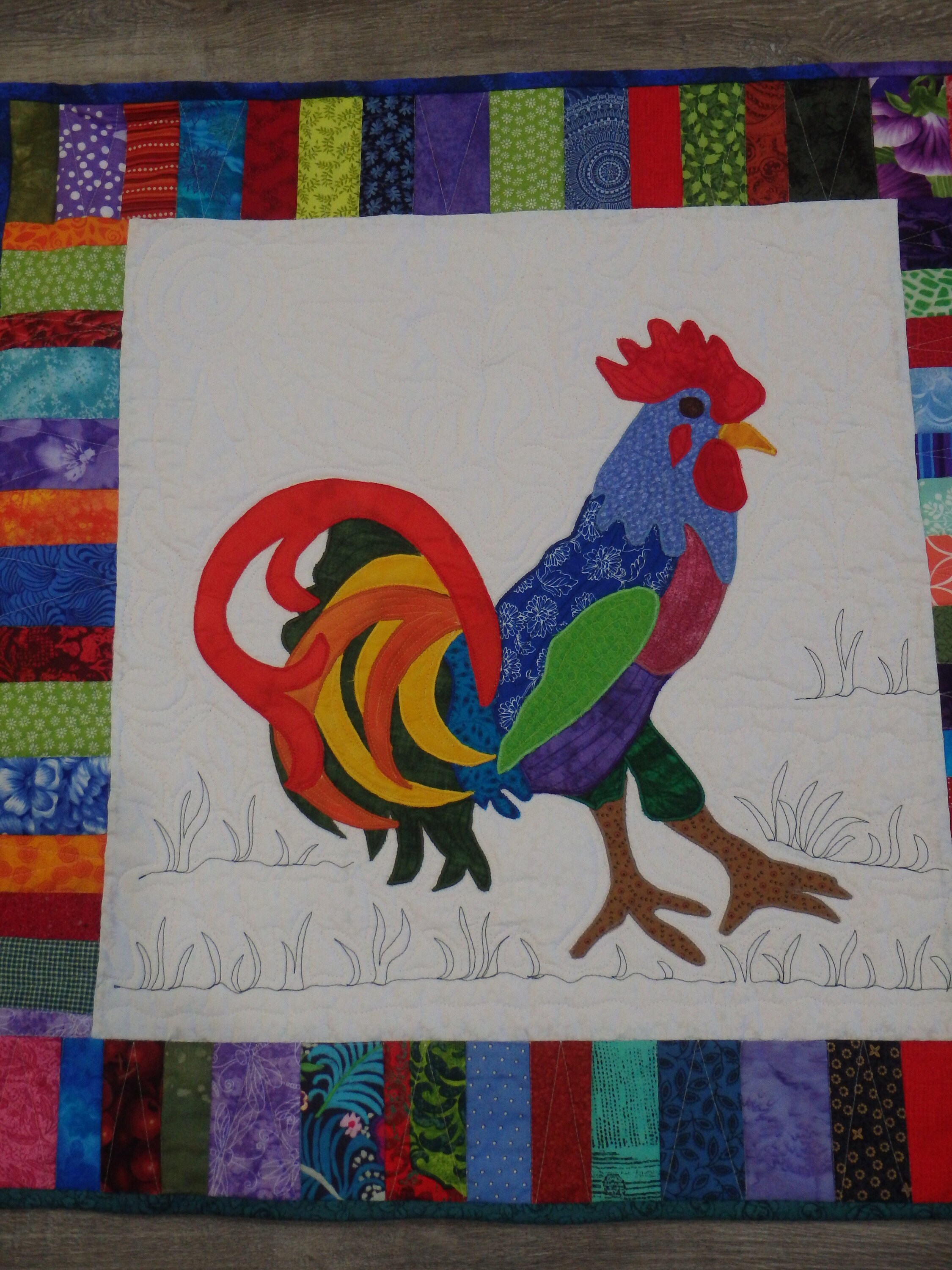Rainbow Quilted Chicken Wall Hanging, Rooster Wall Decor - Etsy