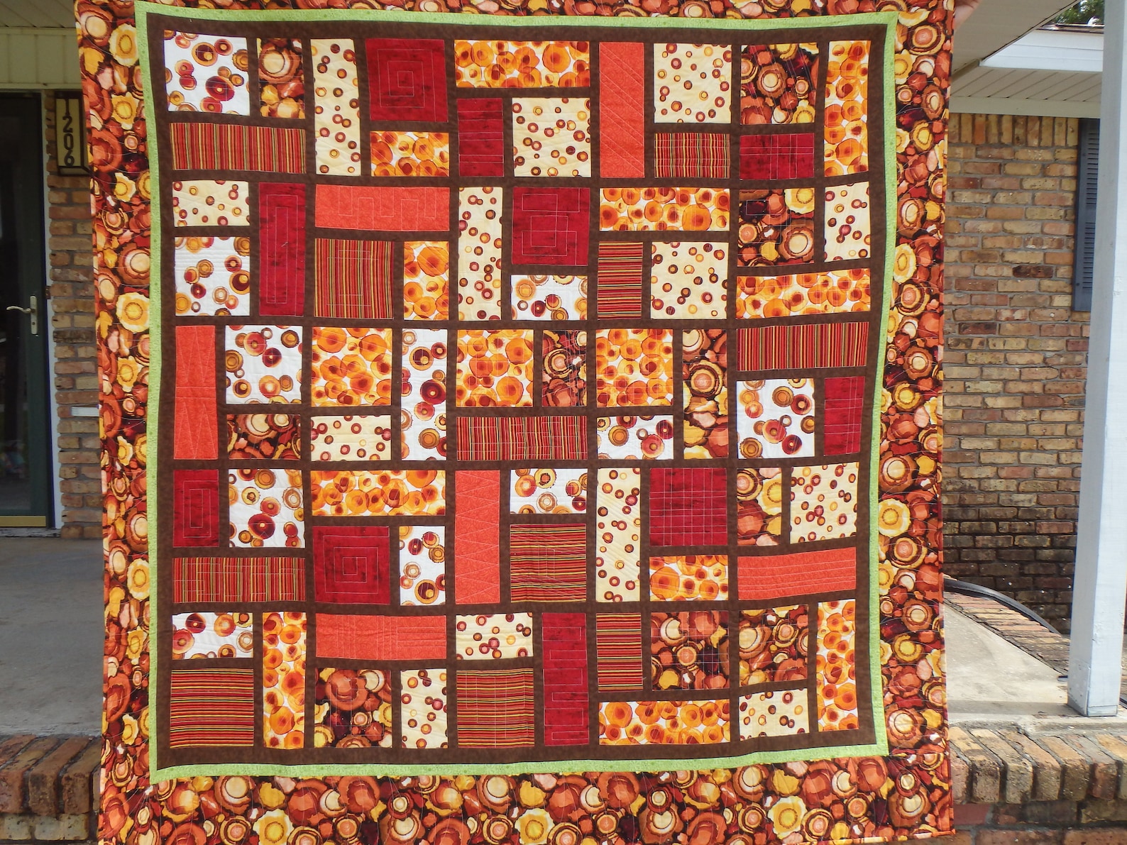 Modern Queen Size Orange and Red Quilt - Etsy