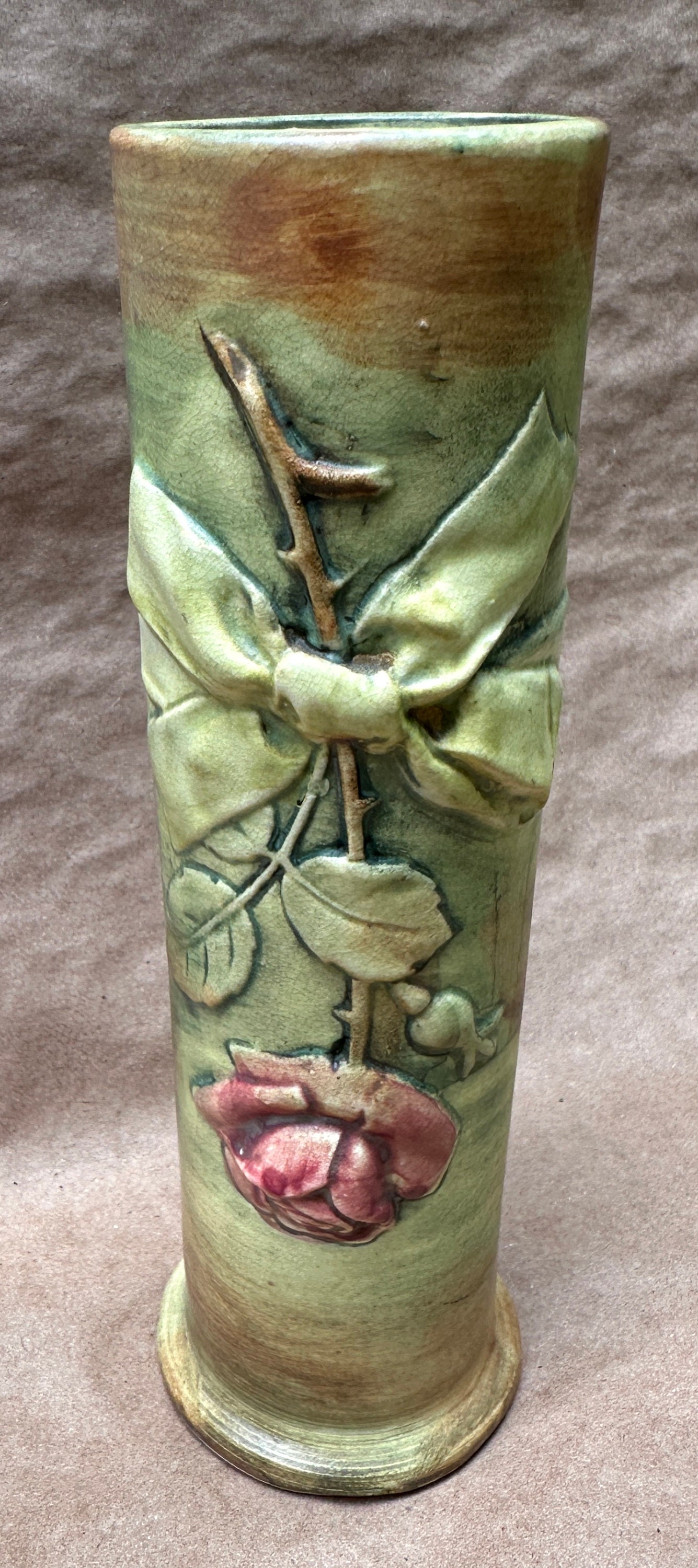 Vintage Weller Red Rose Vase - Etsy