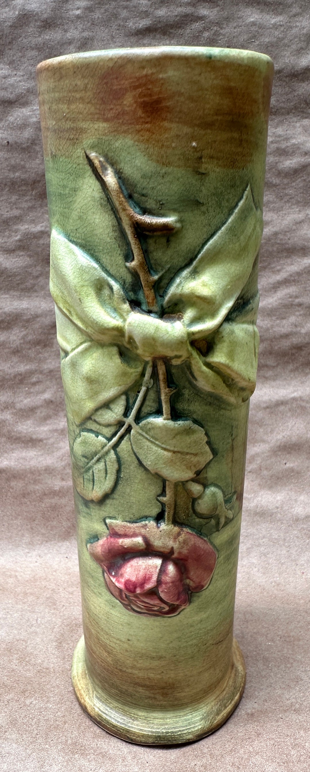 Vintage Weller Red Rose Vase - Etsy