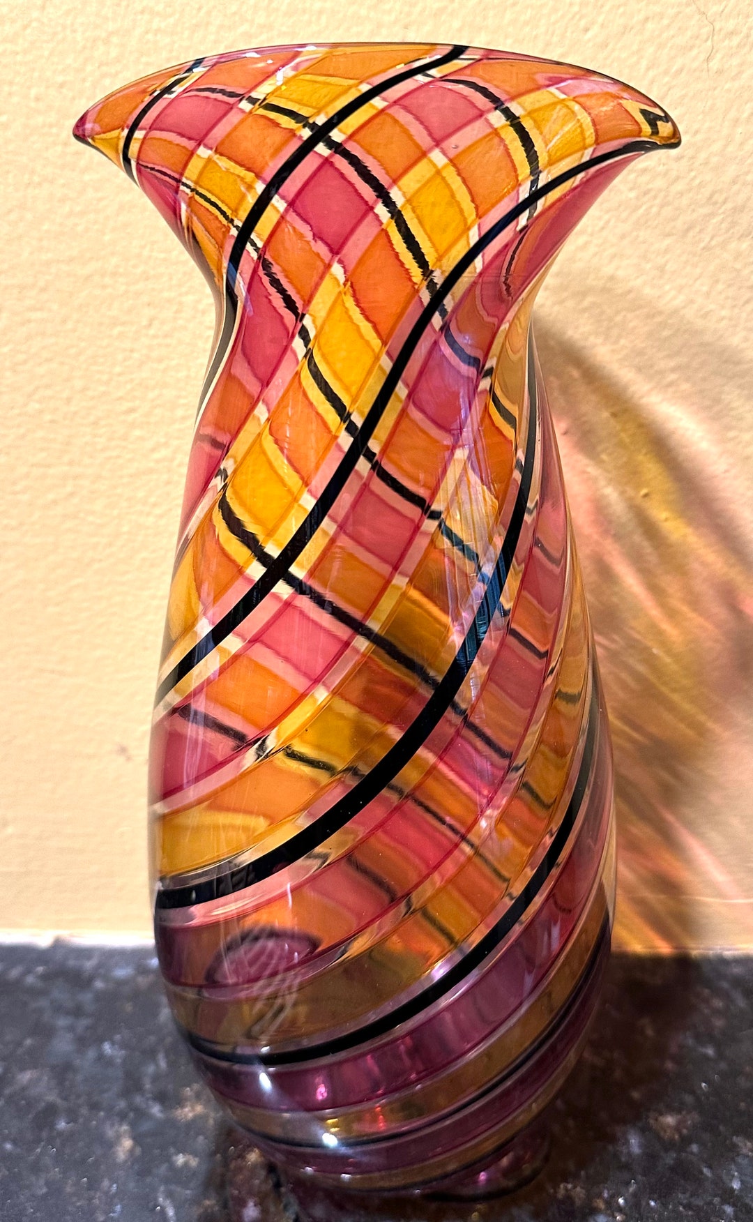 Vintage MCM Artist Signed Studio Art Glass Vase - Etsy