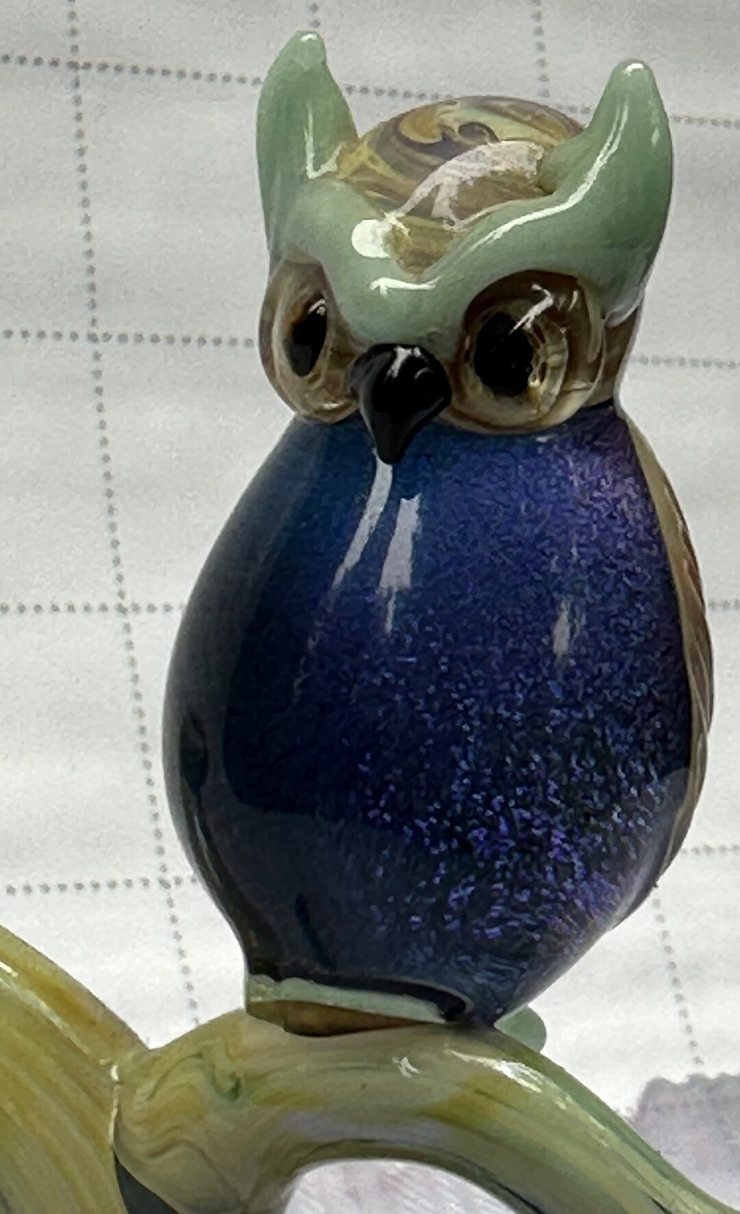 Vintage Stuart Abelman Owl Art Glass Paperweight - Etsy