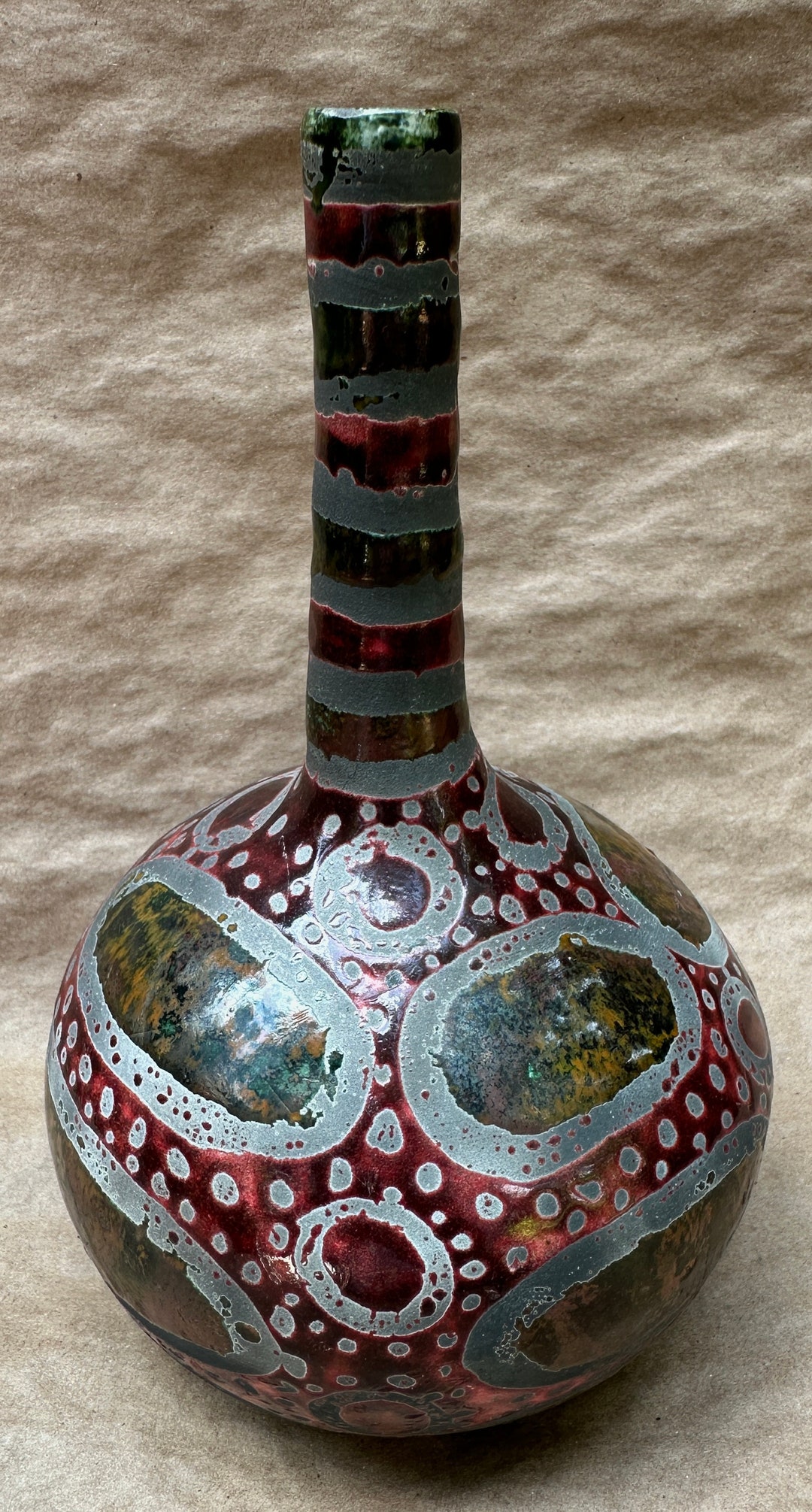 Mid Century Modern Raku Art Pottery Vase - Etsy