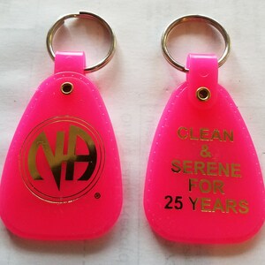 NA Pink & Gold Key Tag - 25 Year Clean Time Key Tag - Narcotics ...