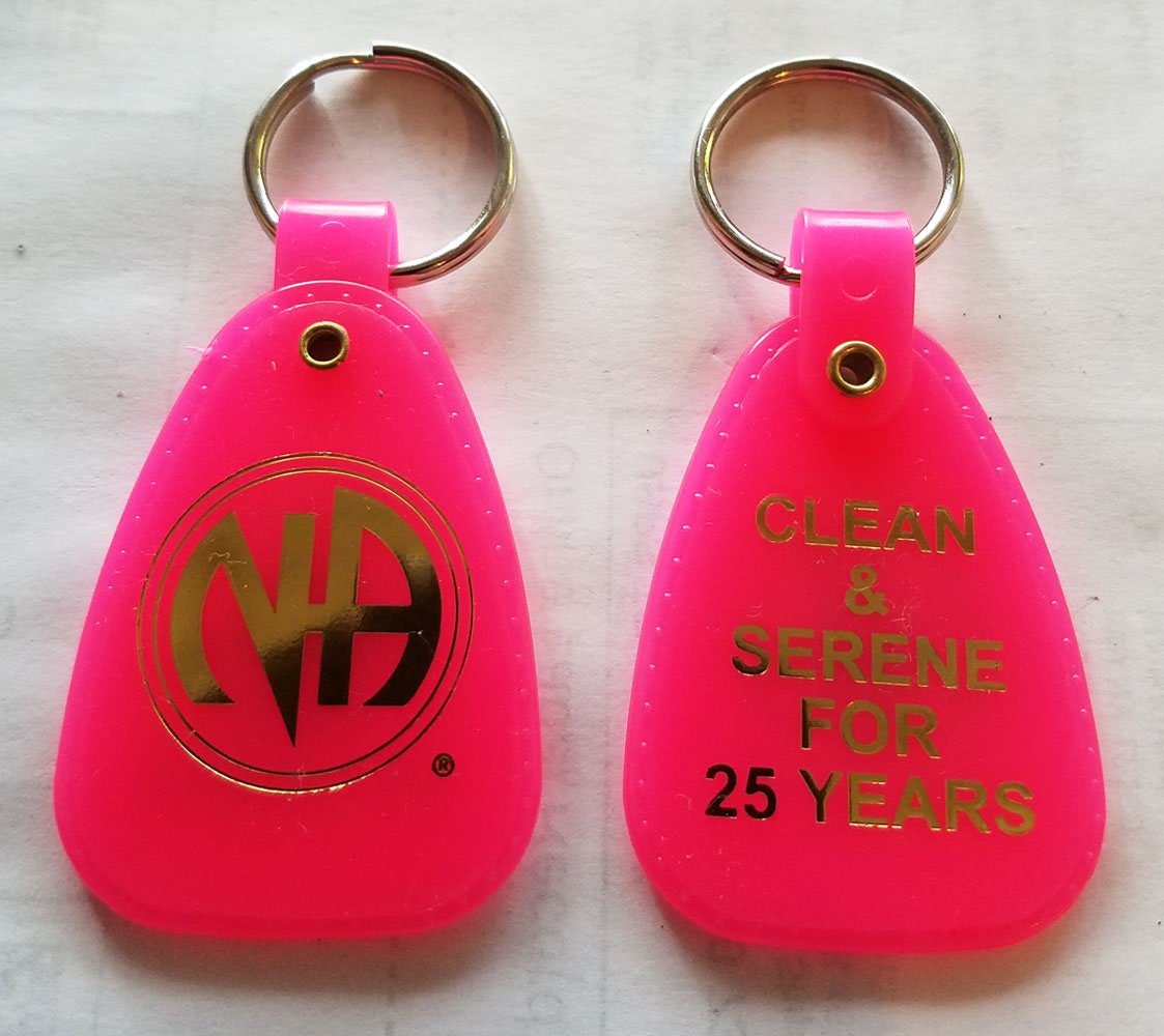 NA Pink & Gold Key Tag - 25 Year Clean Time Key Tag - Narcotics ...