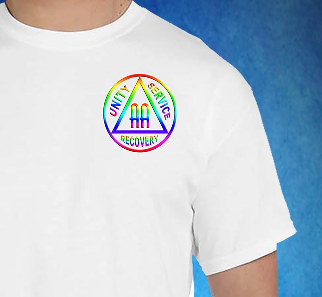 AA 4" AA RAINBOW Symbol T-shirt 100% Cotton - Alcoholics Anonymous ...
