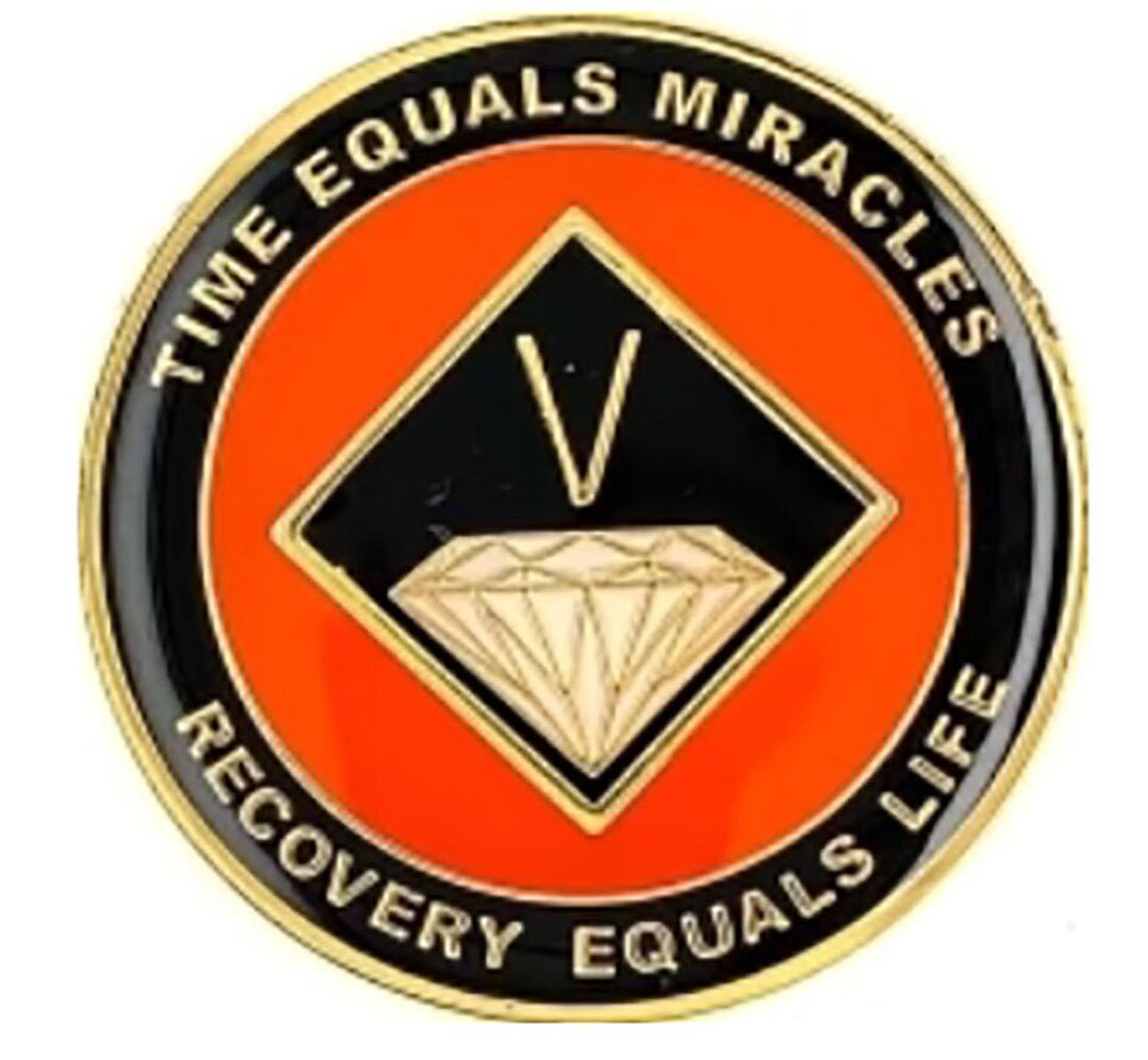 NA Recovery Medallion, Orange & Black, 1-40 Year, Narcotics Anonymous ...