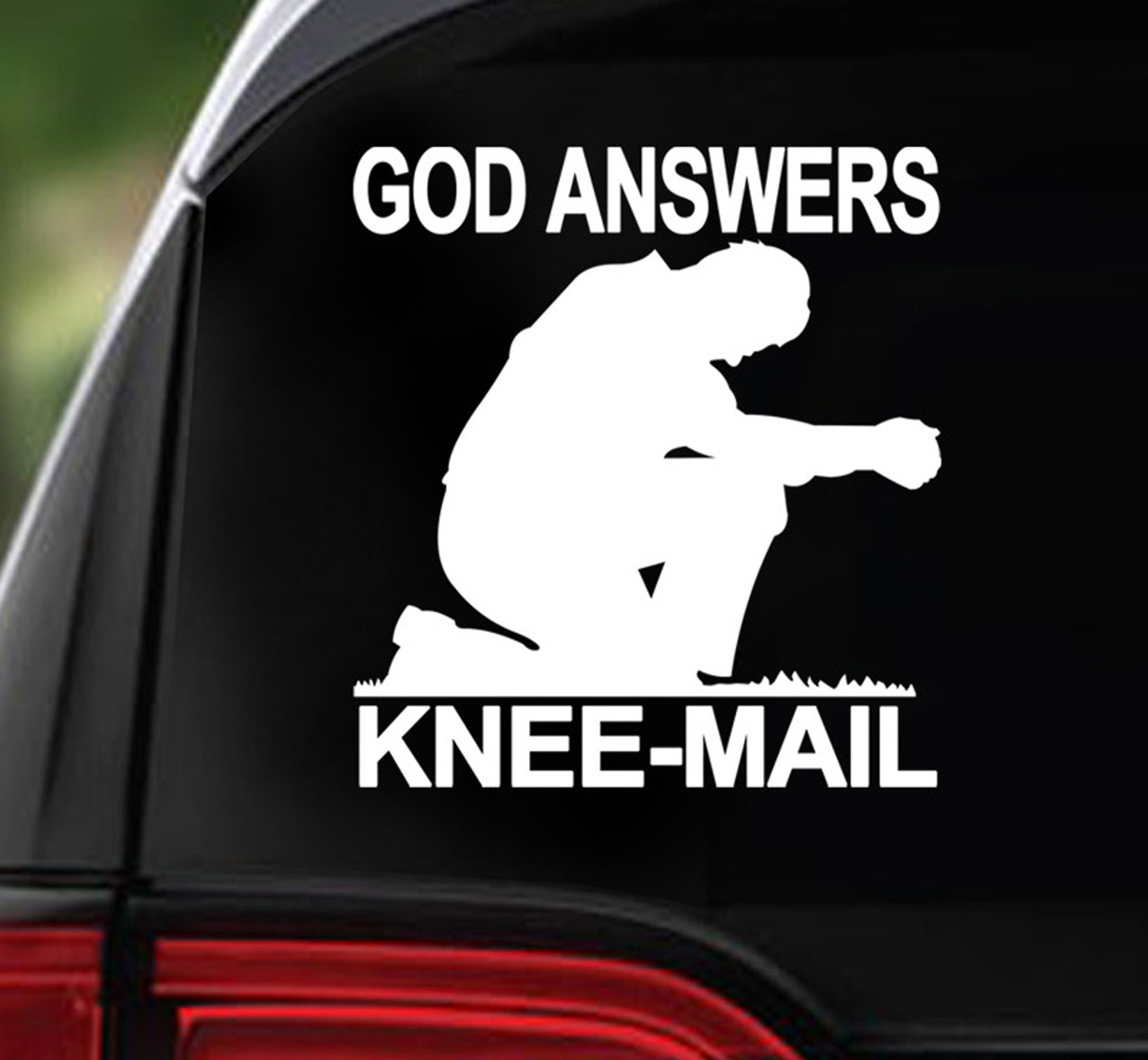 GOD ANSWERS Knee-mail 1 Adult Vinyl Decal Size Options - Etsy UK