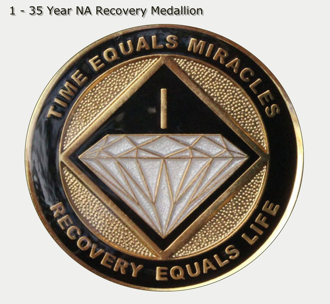 NA Recovery Medallion, Black & Gold Clean Time Anniversary Gift - Etsy