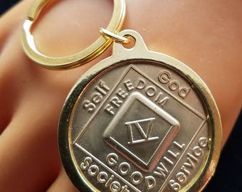 Personalized Brass AA Anniversary Key Tag, Custom Keychain for ...