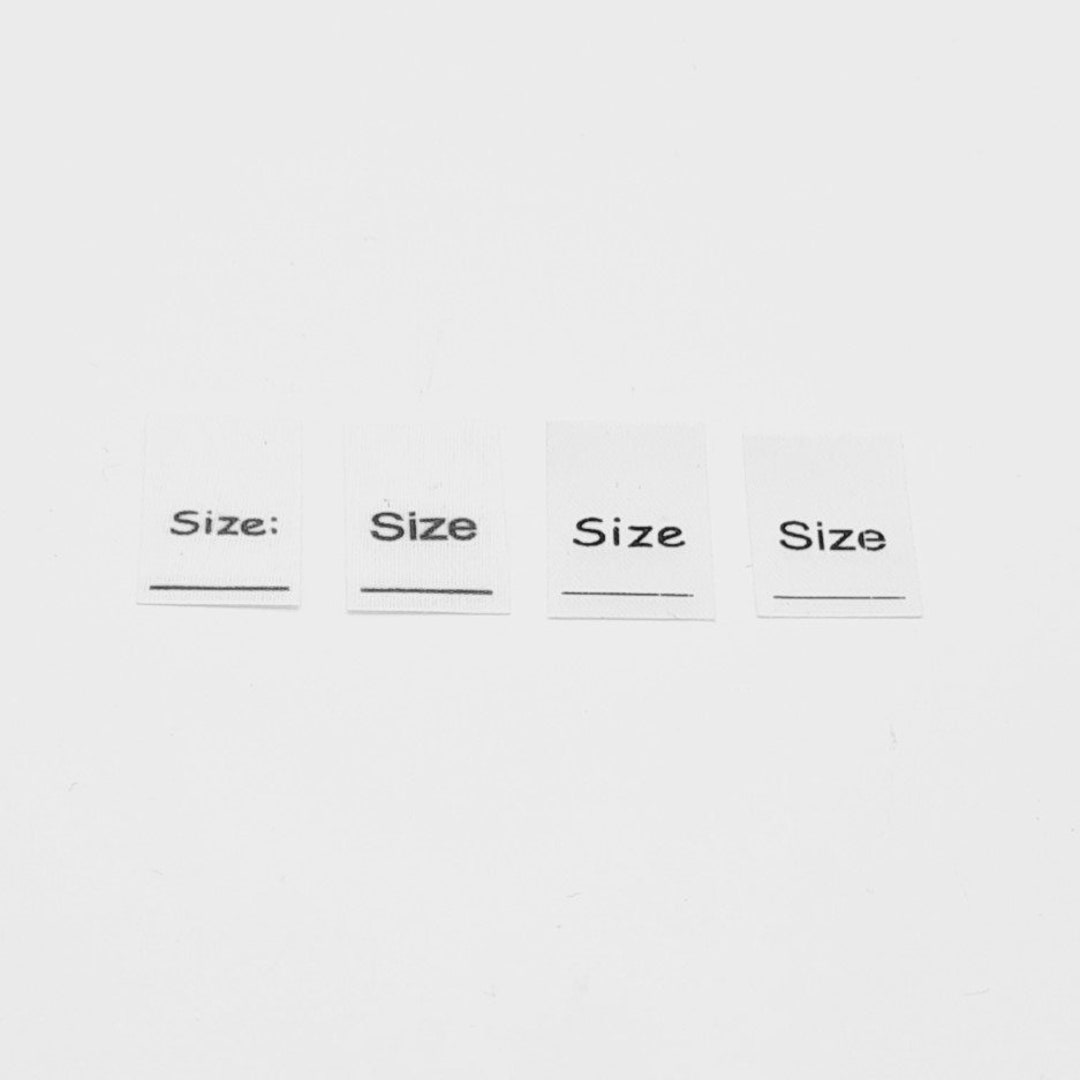 Textile Labels With the Imprint size___ for Self-filling in Different ...