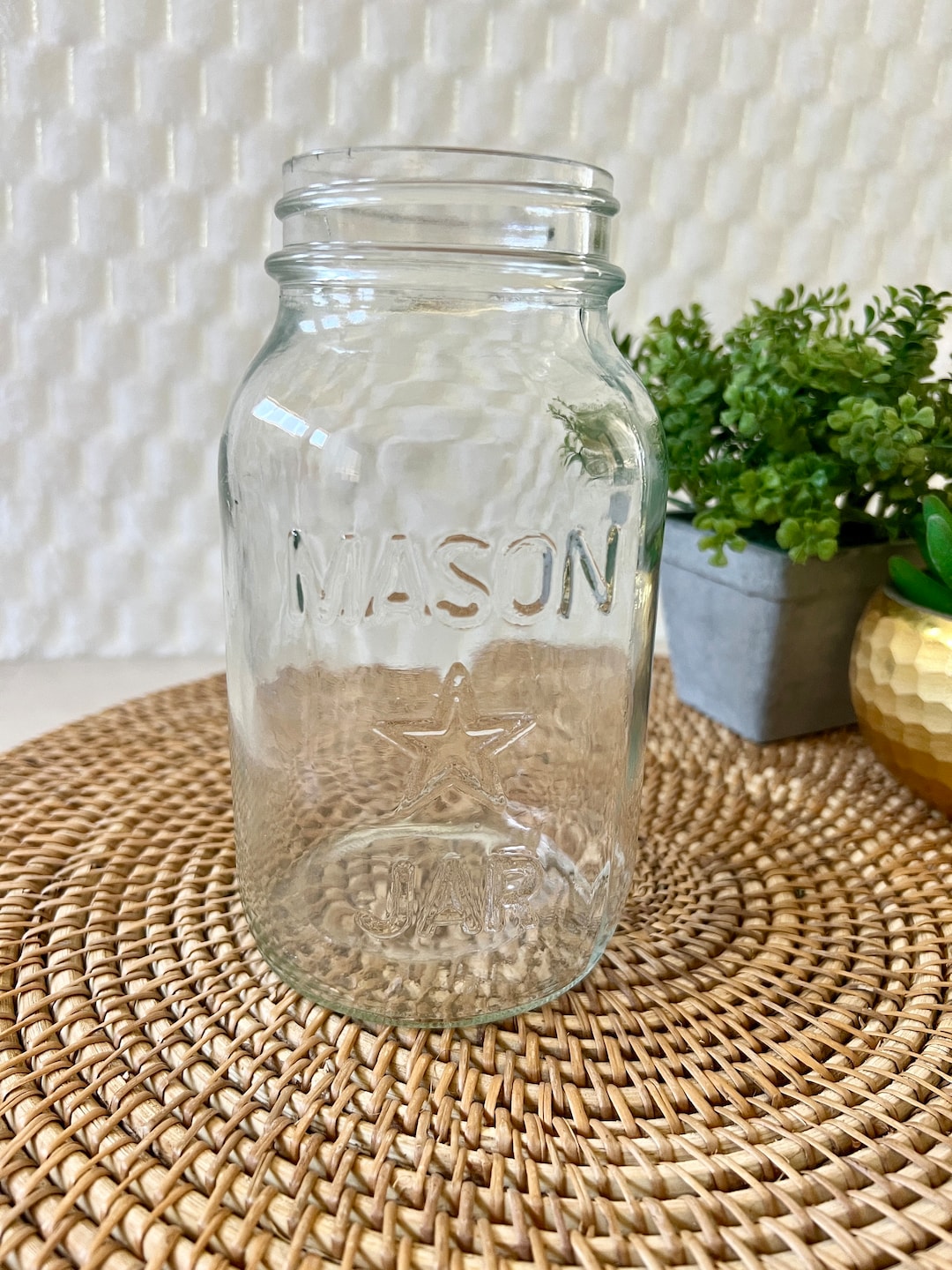 Mason Star Jar Without Lid, Vintage Mason Quart Jar - Etsy