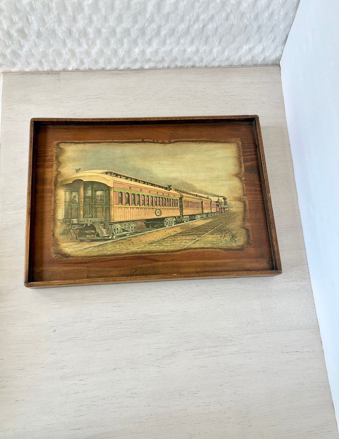 The Lightning Express Train American Railroad Scene Framed Vintage ...