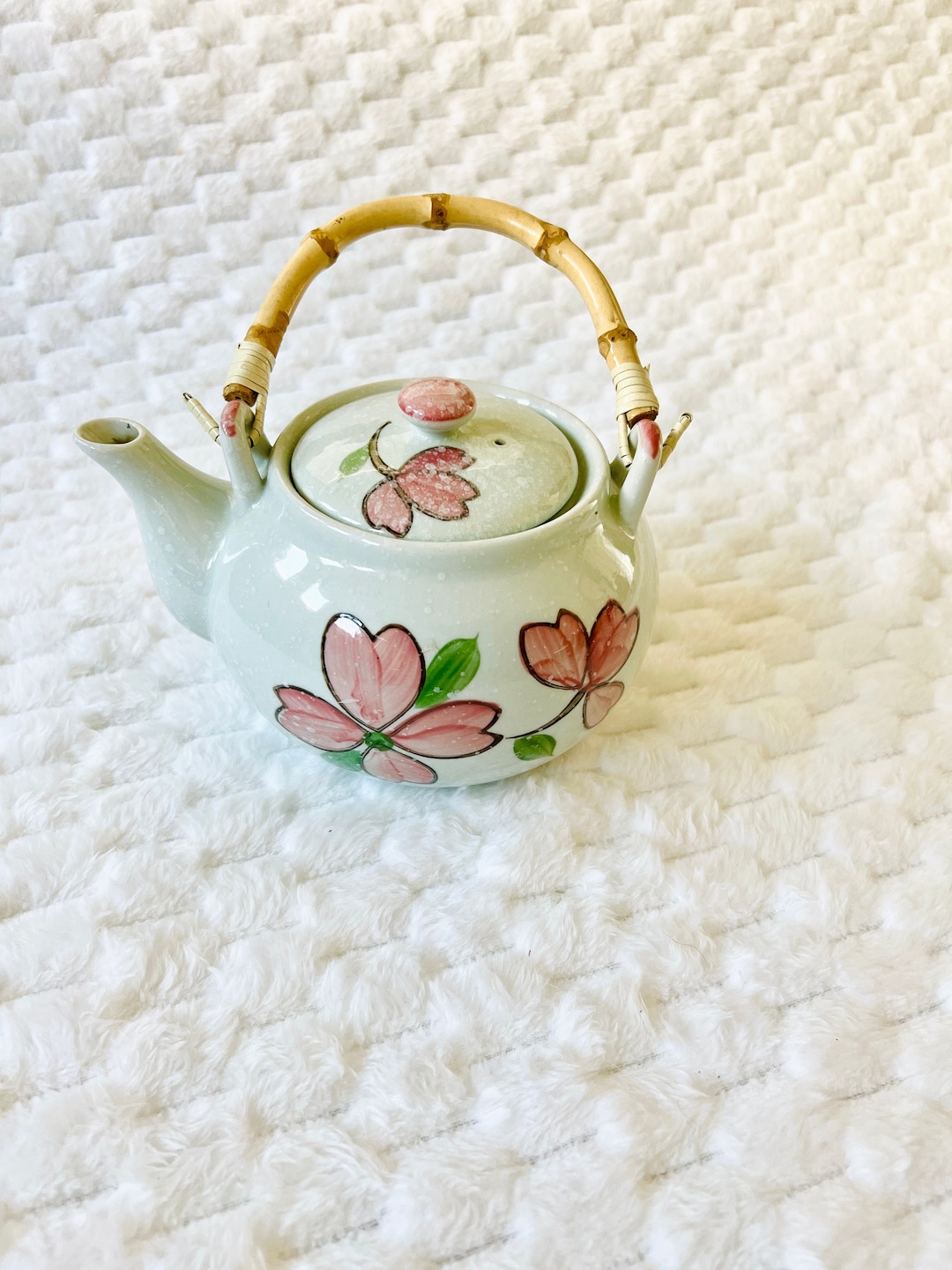 Japanese Sencha Tea Pot, Arita Ware by Fujio Yamada Pink & White Floral ...