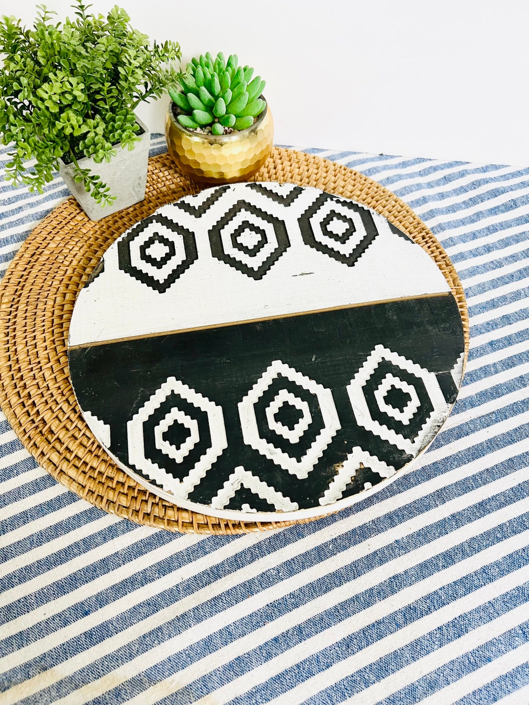 Boho Black and White Wood Wall Sign - Etsy