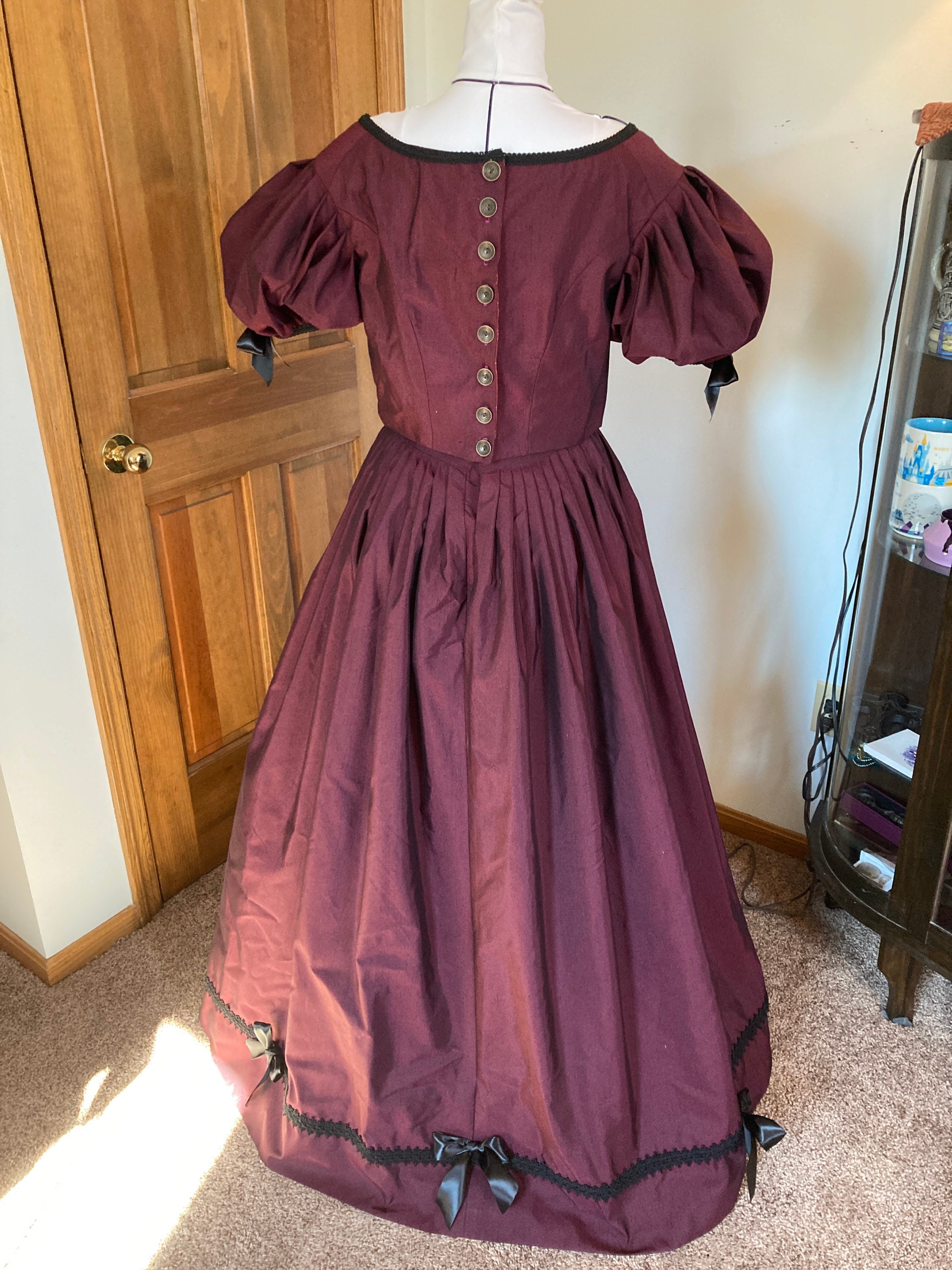 Maroon Victorian Evening Gown - Etsy
