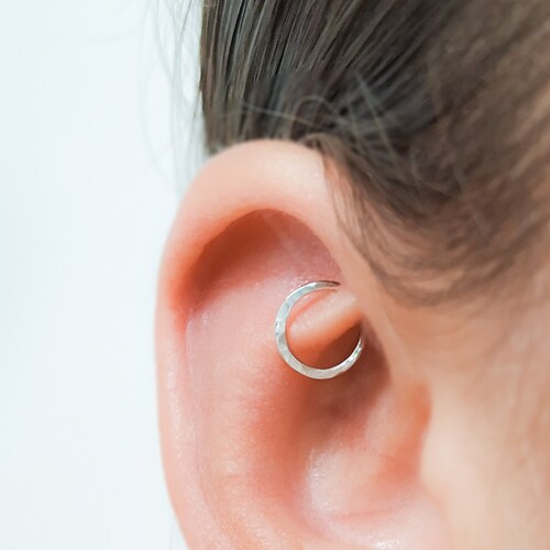 Rook Earring Piercing 16g Diamond Cut 16g Rook Hoop Silver - Etsy