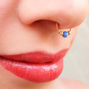 Blue Opal Septum Ring Gold - Septum - Septum Ring - Gold Septum-blue ...
