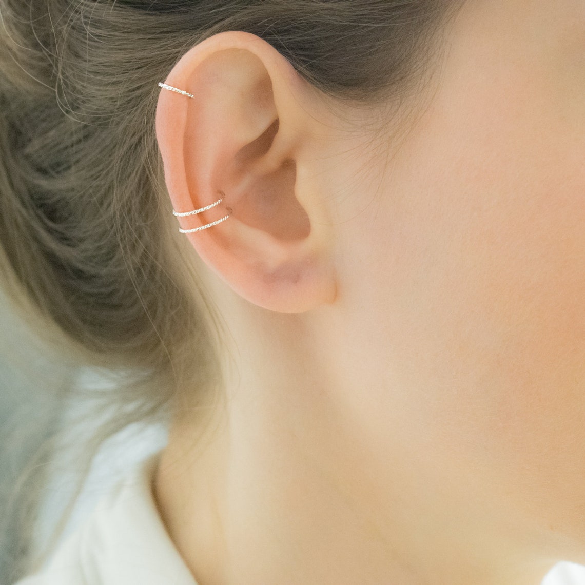 Helix Earring Cartilage Piercing 18g Diamond Cut Helix Hoop - Etsy