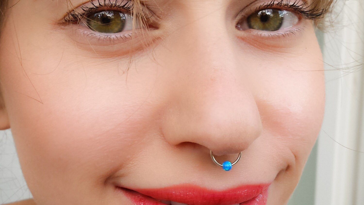 Silver Septum Opal Septum Ring Blue Opal Septum Tiny Opal | Etsy