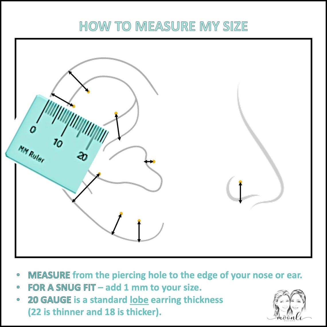 Square Nose Ring - Square Nose Piercing - Nose Jewelry 20 Gauge Hoop in ...