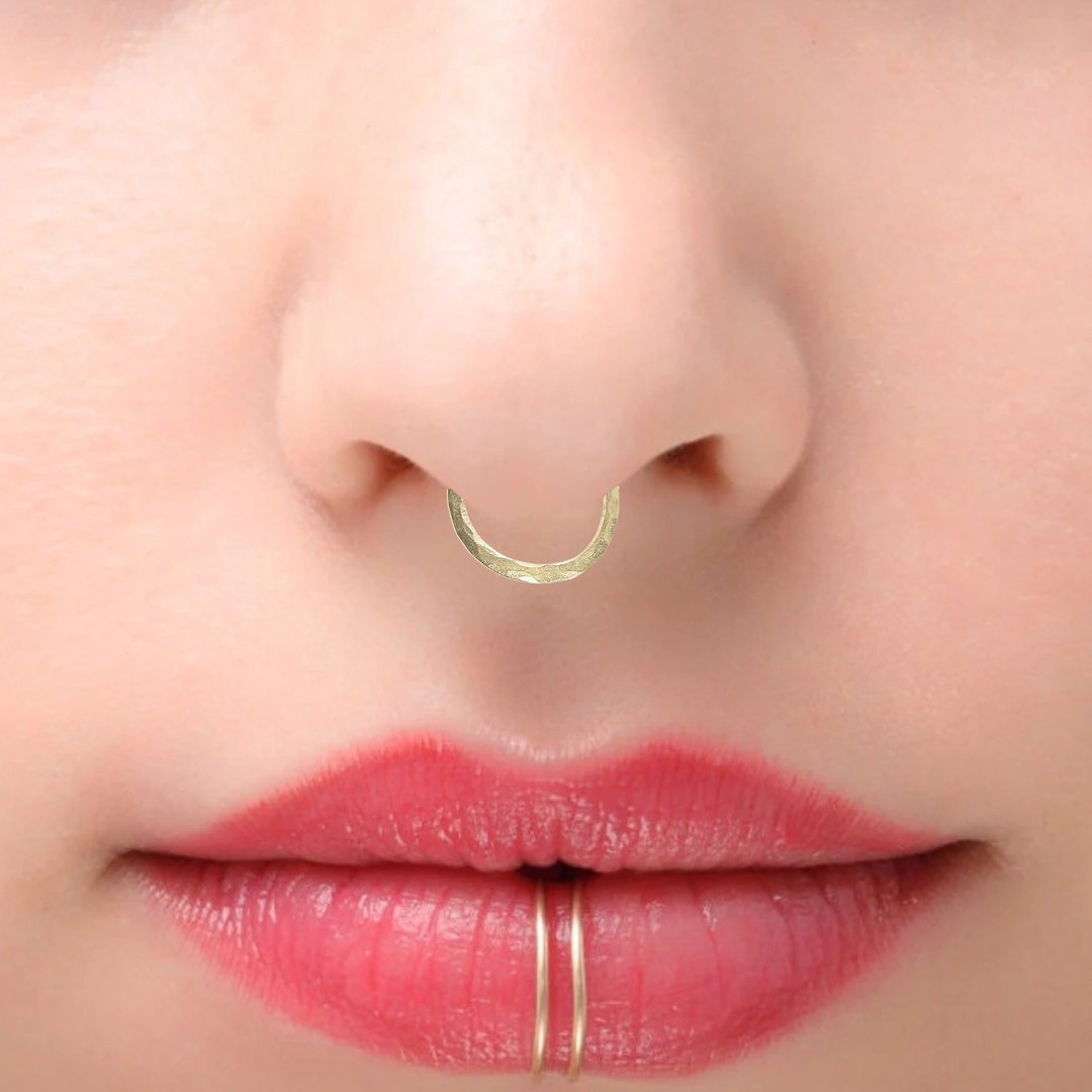 High Pierced Septum Piercing Oval Hoop Nose Ring - Fix for High Deep ...