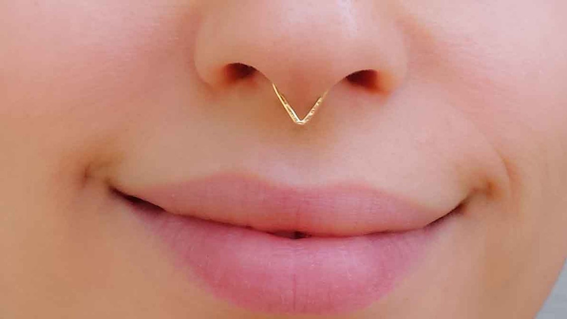 Triangle Septum Nose Ring Septum Ring Gold Gold Septum - Etsy
