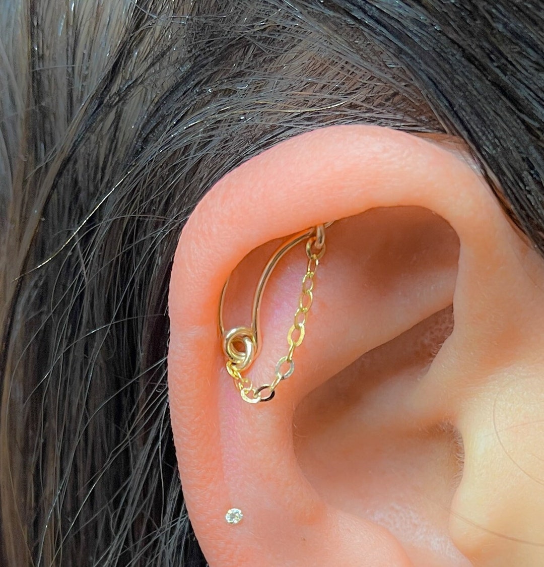 Hidden HELIX - Hidden Curved Helix Chain - Curved Helix Earring - Helix ...