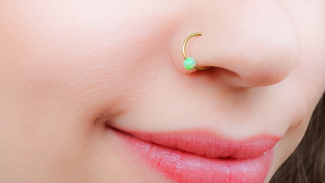 Fake Nose Ring, Opal Fake Nose Ring, Faux Nose Ring, Fake Nose Hoop ...