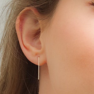 Gold Bar Earrings, Bar Earrings, Line Earrings, Gold Studs, Ear Pin ...