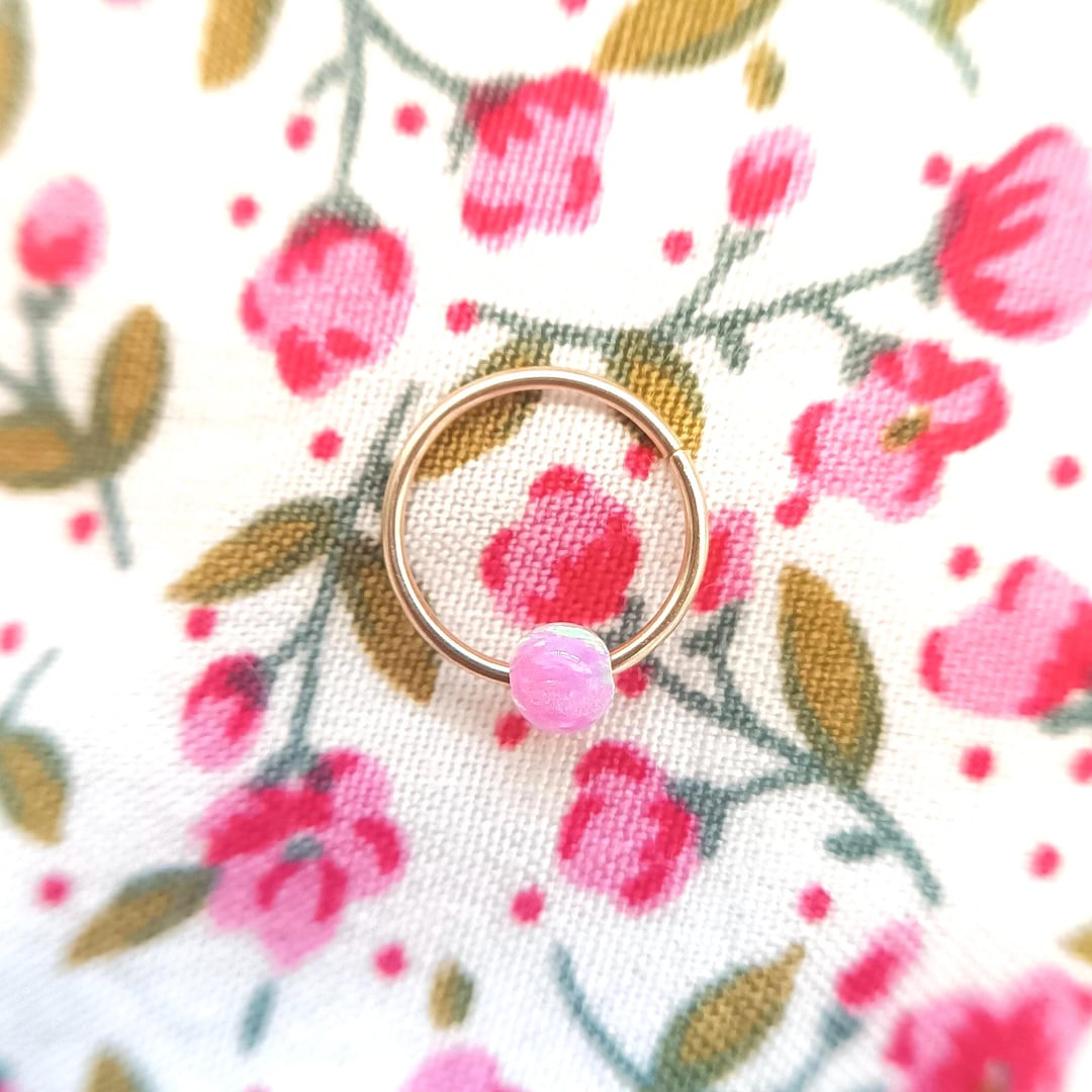Pink Septum, Piercing, Pink Opal Nose Ring, Opal Septum Ring, Septum ...