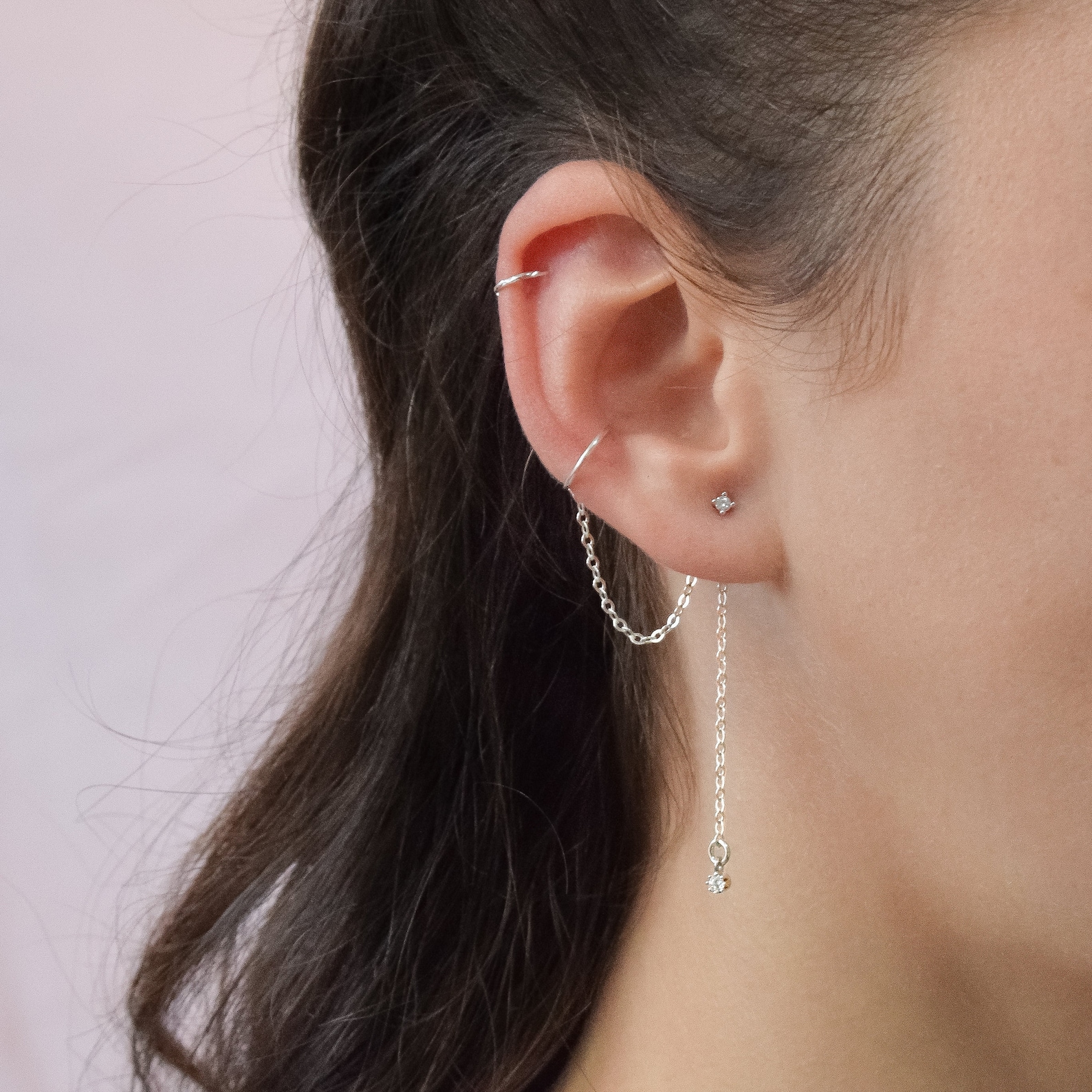 Earring Chain Charm Helix Chain Piercing Chain Double - Etsy