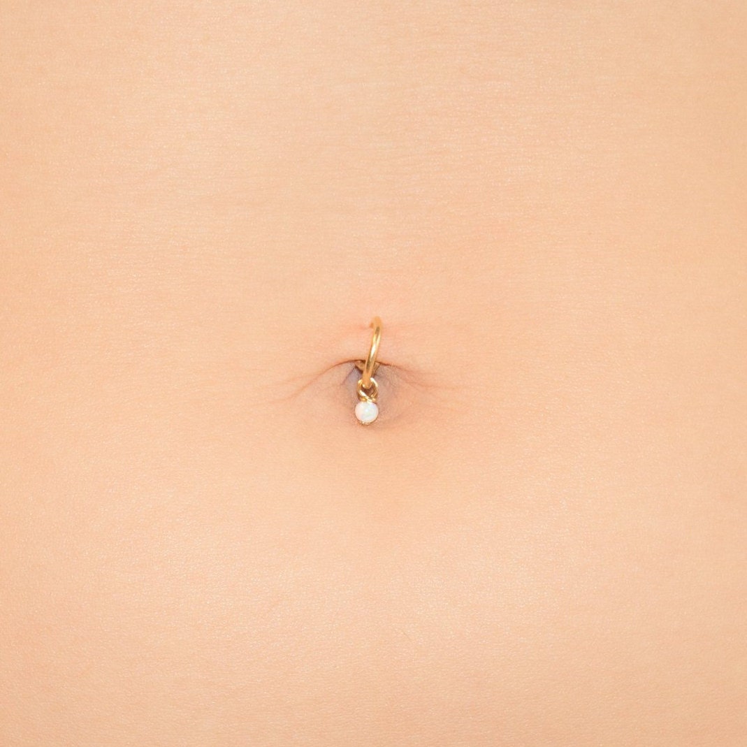 Tiny Fake Belly Button Ring With Opal Clip on Belly Ring - Etsy