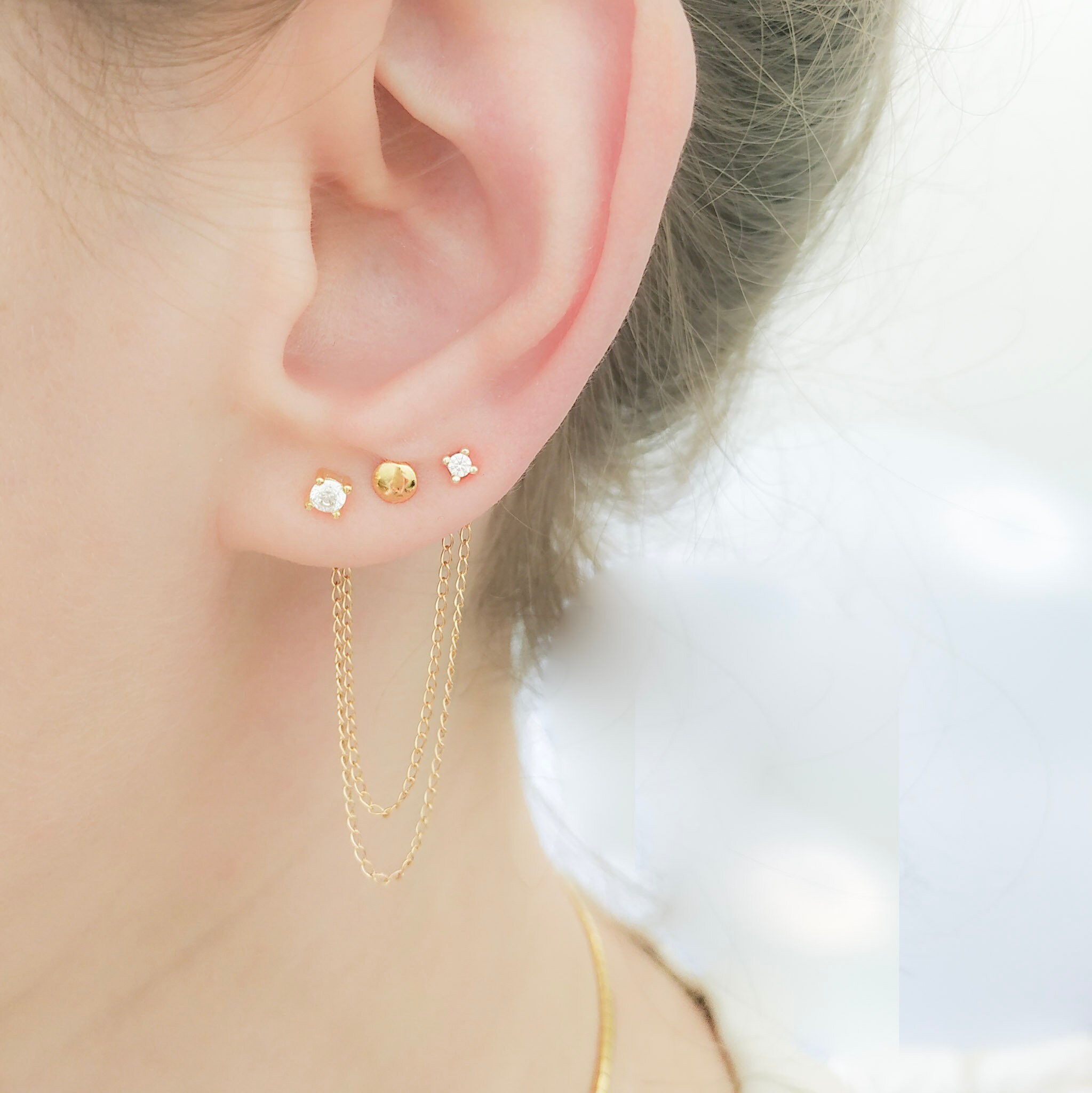 Gold Chain for Earrings Gold Chain for Piercings Earring | Etsy